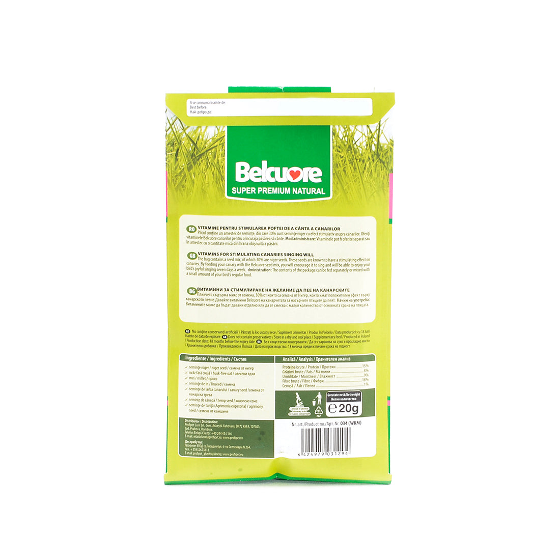 Vitamine pentru Canari Belcuore Cantec 20g | Animax.ro Vitamine pentru Canari Belcuore Cantec 20g | Animax.ro