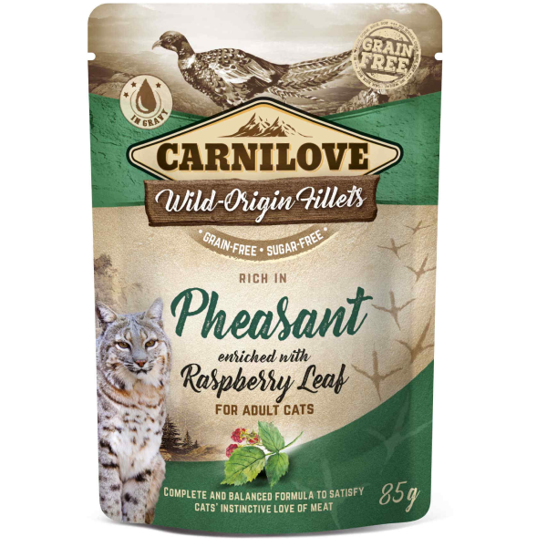 Hrana umeda pentru pisici Carnilove Cat Fazan&Frunze de zmeura 85g – Animax