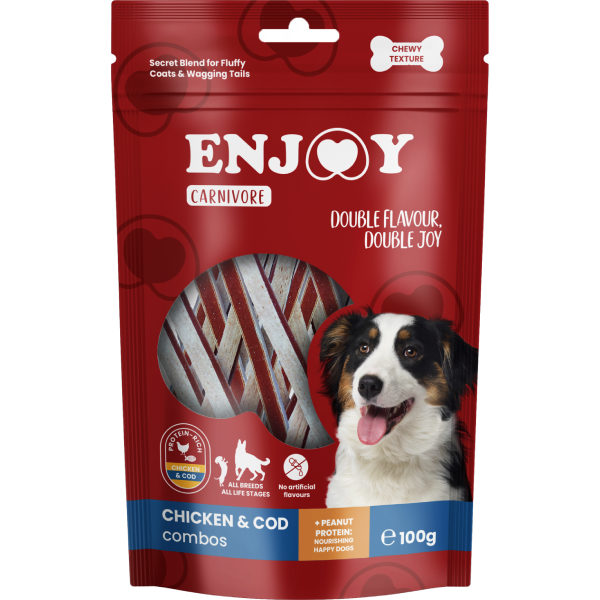 Recompense pentru caini Enjoy Carnivore Chicken Cod Combos 100g – Animax