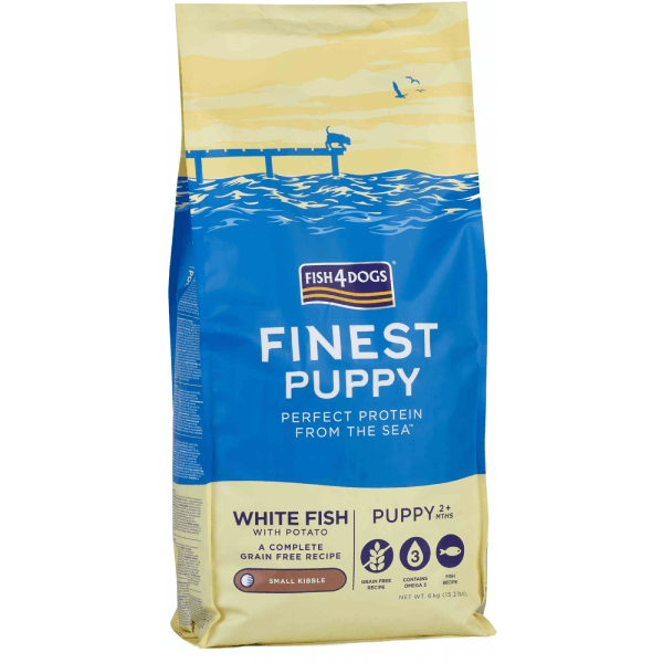 Hrana uscata pentru catei Fish4Dogs Finest Puppy Peste & Cartolf Alb 6 ...