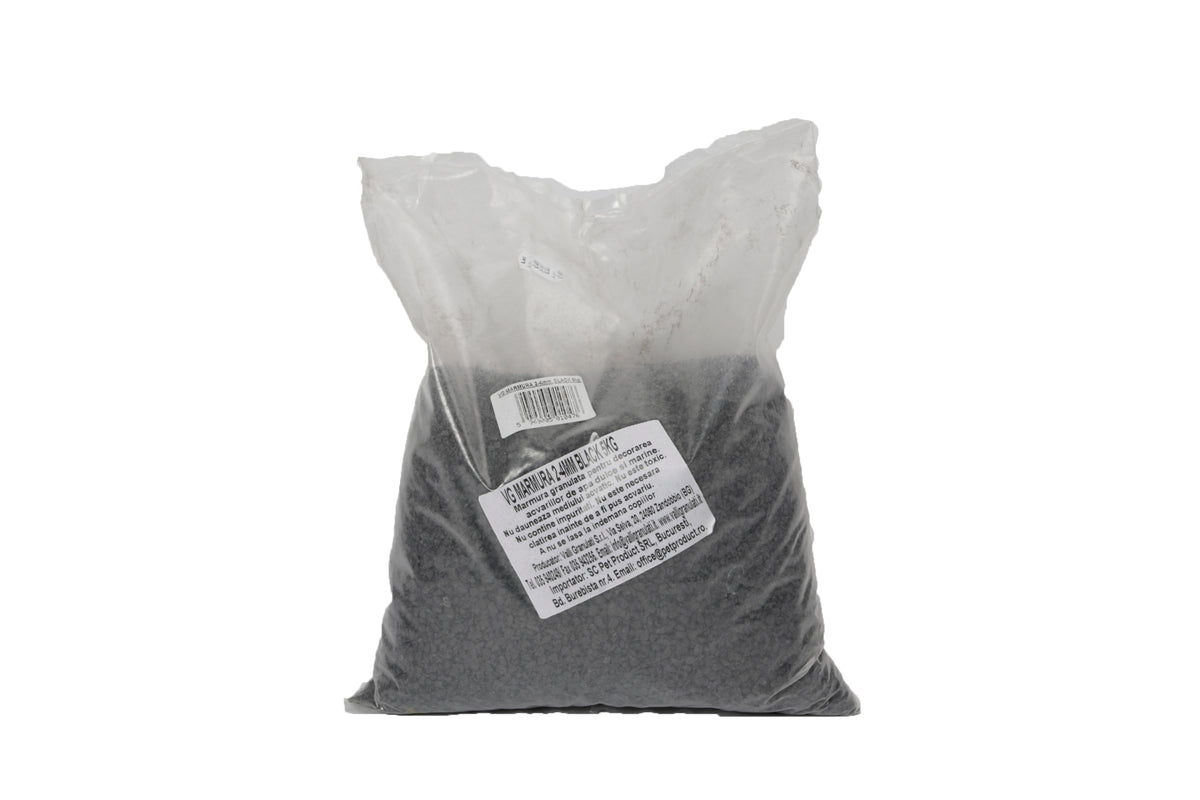 Marmura Neagra Granulata pentru Decorarea Acvariilor 2 - 4 mm, 5 Kg ...