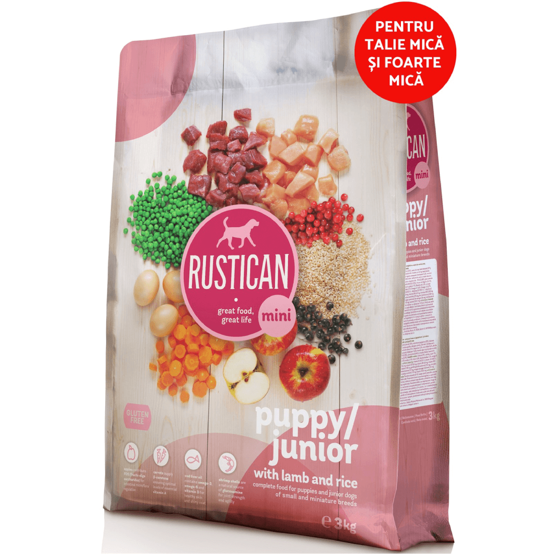Hrana uscata pentru catei Rustican Mini Puppy/Junior 3kg | Animax.ro