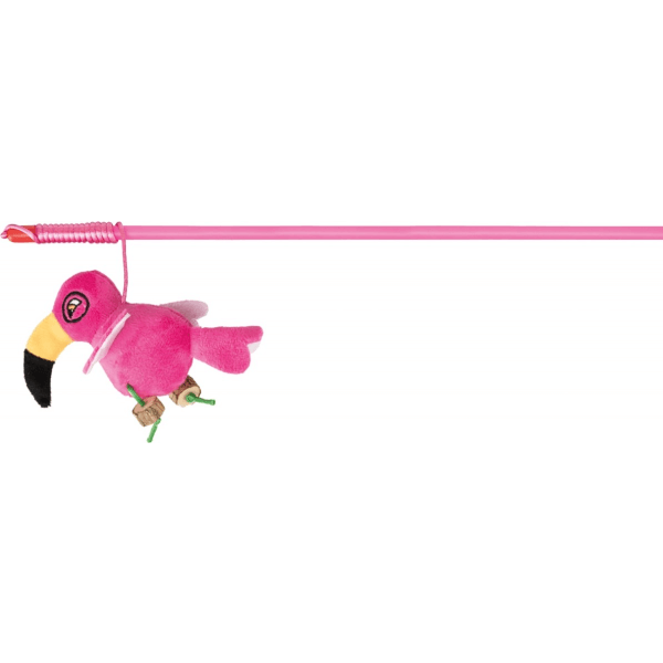 Jucarie pentru pisici Trixie Undita cu pasare Tucan Roz 50cm | Animax.ro