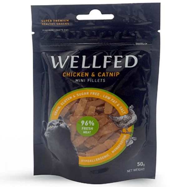 Recompense pentru pisici Wellfed Pui cu iarba pisicii 50g | Animax.ro